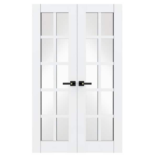 TENONER 48 in. x 80 in. Composite, MDF, 10-Lite, Mirrored Glass, Primed ...