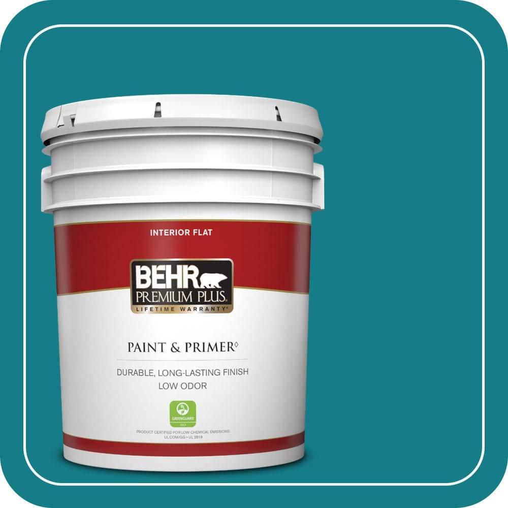 BEHR PREMIUM PLUS 5 gal. #PPU13-01 Caribe Flat Low Odor Interior Paint ...