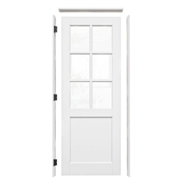 28 in. x 80 in. 6-Lite Clear Glass Right Handed White Solid Core MDF ...