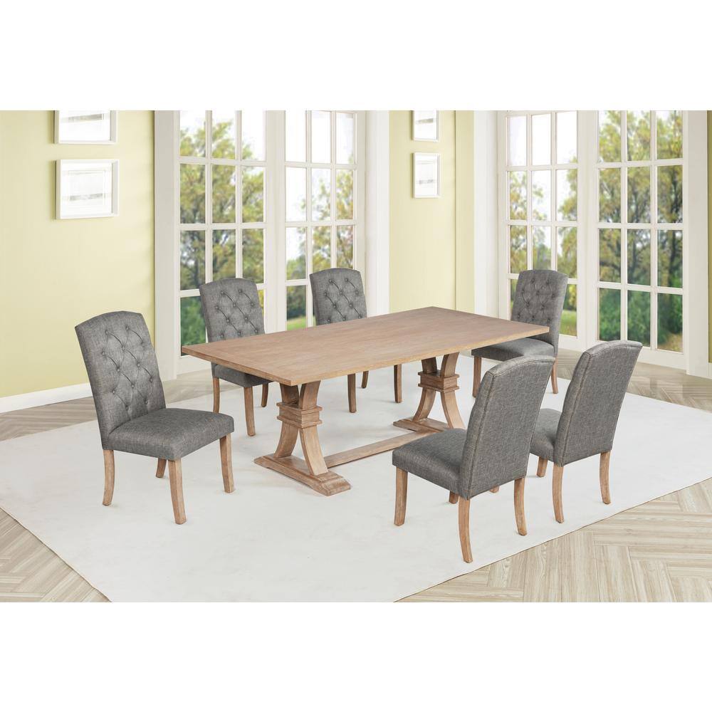 Best Quality Furniture Katt 7-Piece Rectangle Rustic Light Oak Finish ...
