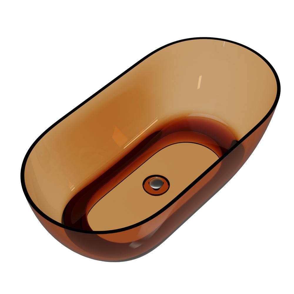 Dimakai 59 in. x 29.5 in. Resin Freestanding Oval Translucent Soaking ...