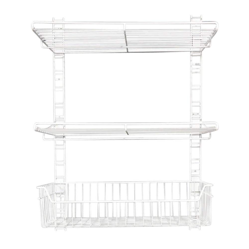 WallTech 39 in. x 27 in. White Steel Rail Wall Bracket System for Wire ...