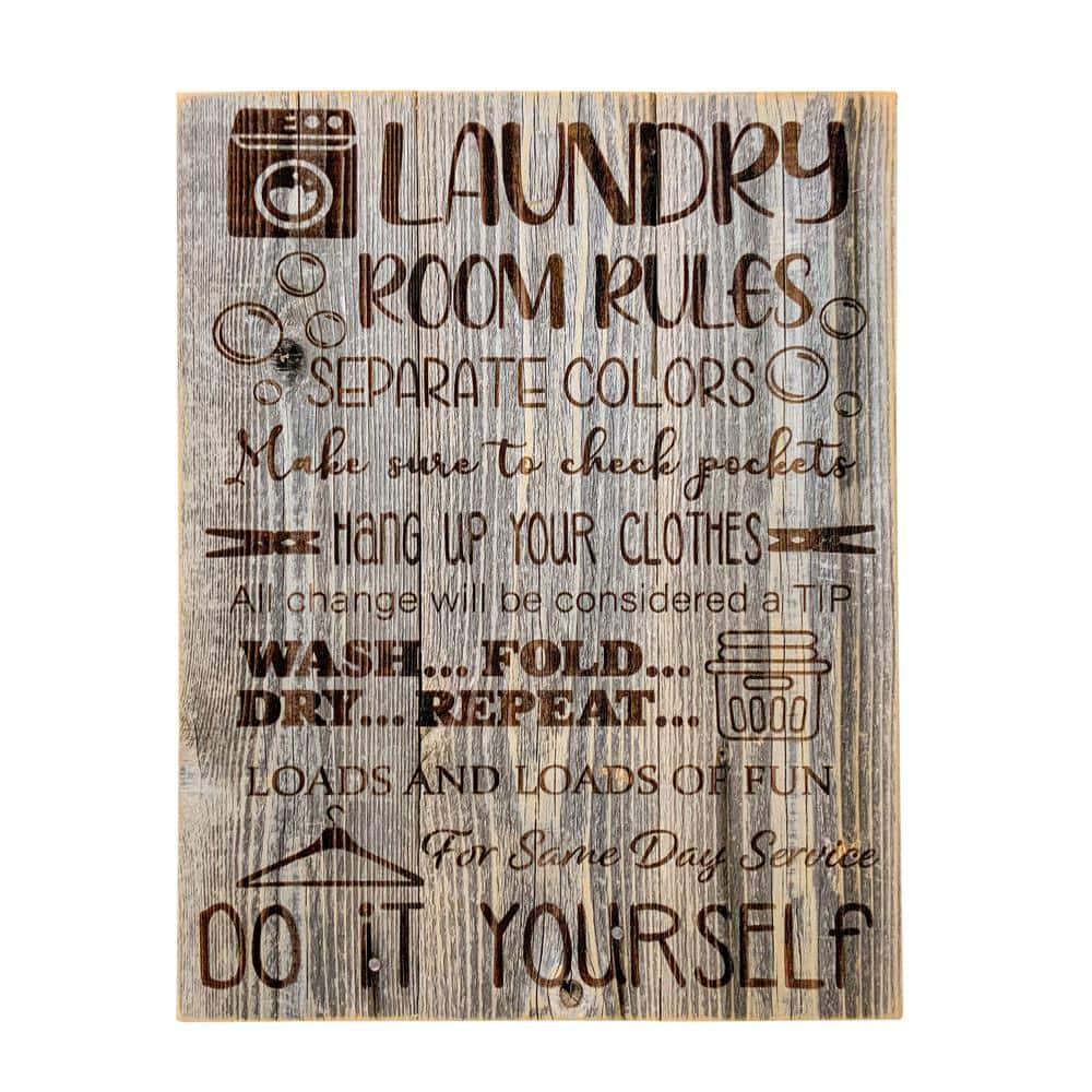 Del Hutson Designs Laundry Rules Reclaimed Wood Decorative Sign ...