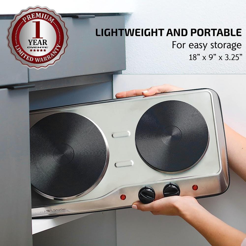 Double Burner 7.25 in. and 6.10 in. Silver Hot Plate Best Deals and ...