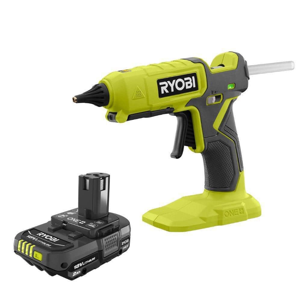 RYOBI ONE+ 18V Cordless Dual Temperature Glue Gun with ONE+ 18V 2.0 Ah ...