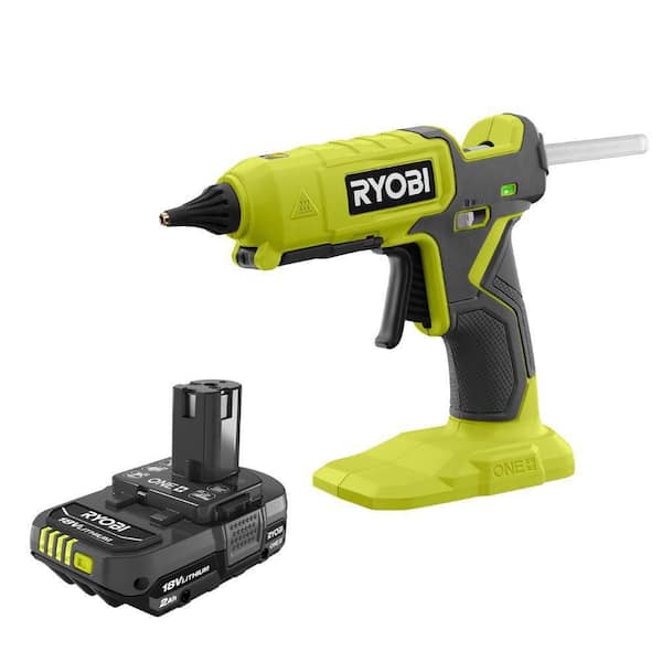 RYOBI ONE+ 18V Cordless Dual Temperature Glue Gun with ONE+ 18V 2.0 Ah ...