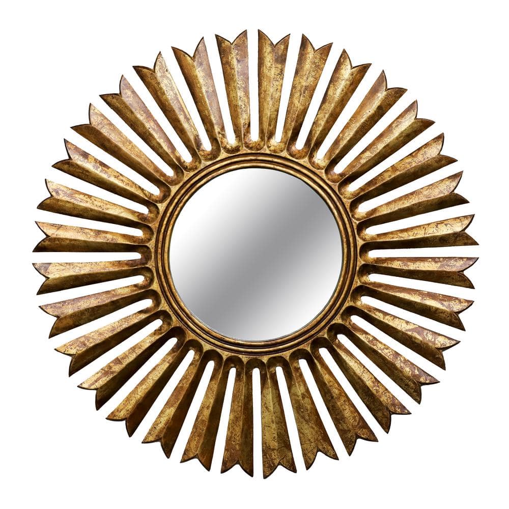 Kenroy Home Sunray Round Sunburst Antique Gold Wall Mirror 60436 - The ...