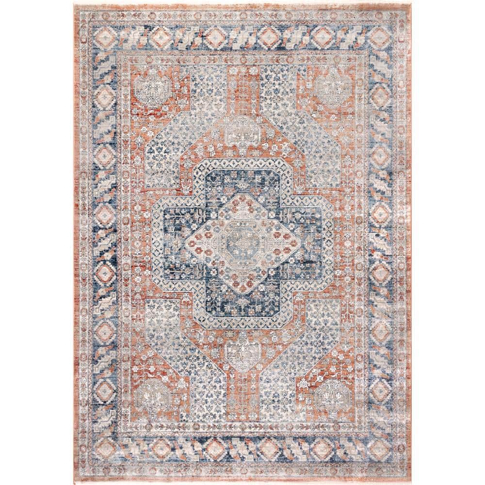 nuLOOM Westlyn Faded Medallion Rust 8 ft. 10 in. x 12 ft. Indoor Area ...