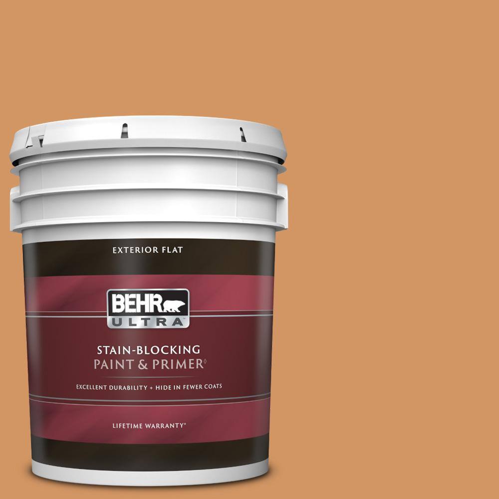 BEHR ULTRA 5 gal. #280D-5 Glazed Pecan Flat Exterior Paint & Primer ...