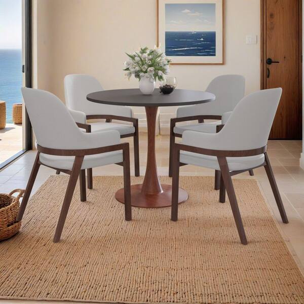 Leisuremod Bristol Round Modern Dining Table 27 in. MDF Wood Tabletop ...