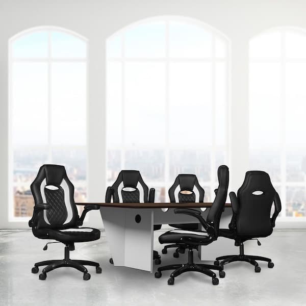Regency Array 96 in. Neo Walnut/ White Conference Table Desk with Power ...