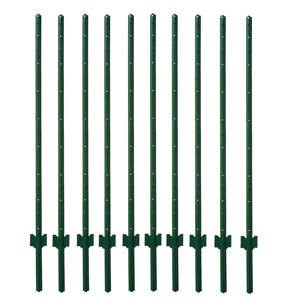 Angel Sar 60 in. x 1.2 in. x 1.2 in. Metal Fence Post U Post Green for ...