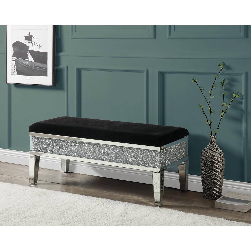 Acme Furniture Noralie Mirrored and Faux Diamonds 18 in. Bedroom Bench ...