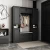 FUFU&GAGA 63 in. W. Black Wood 3-in-1-Hall Tree Shoe Storage Bench ...