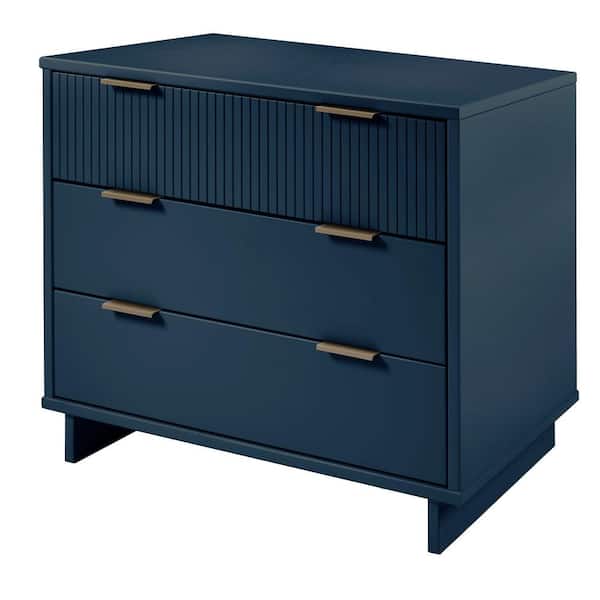 Manhattan Comfort Granville Modern Midnight Blue 3 Drawer 37.8 in. Wide Standard Dresser DR 5014 The Home Depot