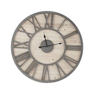 Madison Park Mason Natural/Grey 23.6 in. Wood Wall Clock MP95D-0239 ...