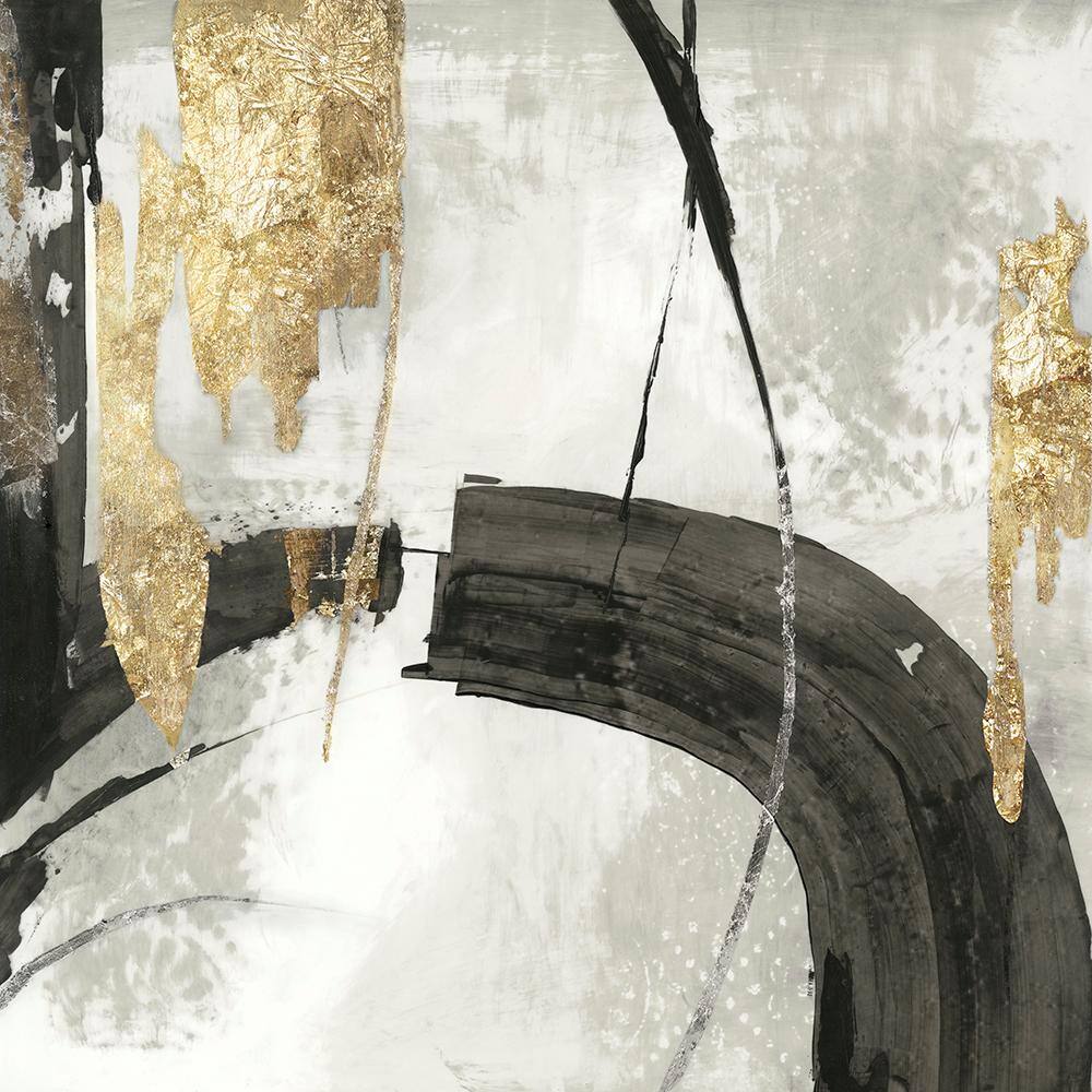 GIANT ART 72 in. x 72 in. "Black Ink I Gold Version" by PI Studio Wall ...