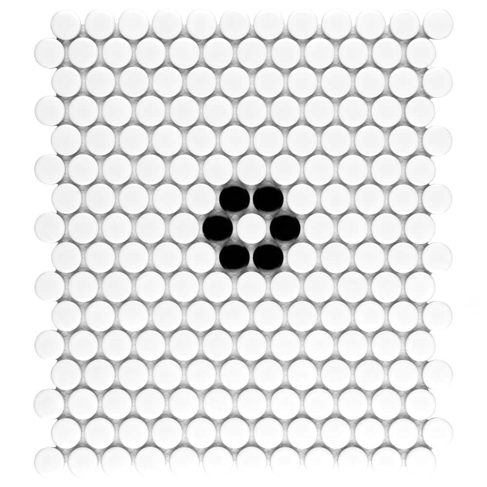 Merola Tile Metro Penny Matte White with Black Flower 6 in. x 6 in ...