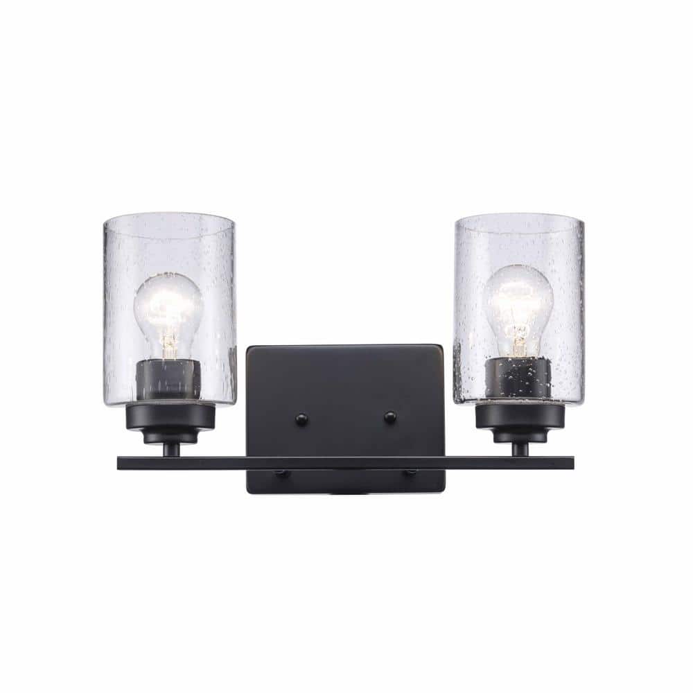 Bel Air Lighting Simi 14 in. 2-Light Black Bathroom Vanity Light ...