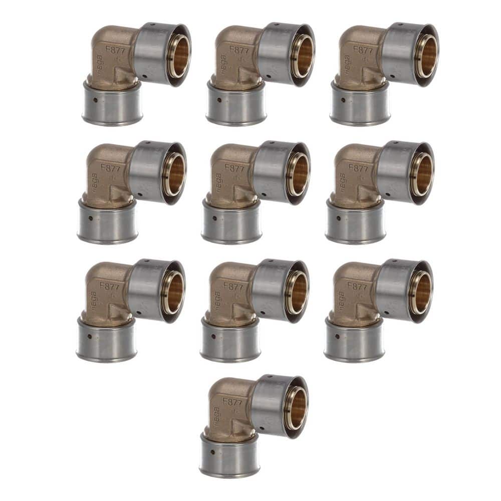 Viega PureFlow 1 in. x 1 in. Press Zero Lead Bronze 90-Degree Elbow (10 ...