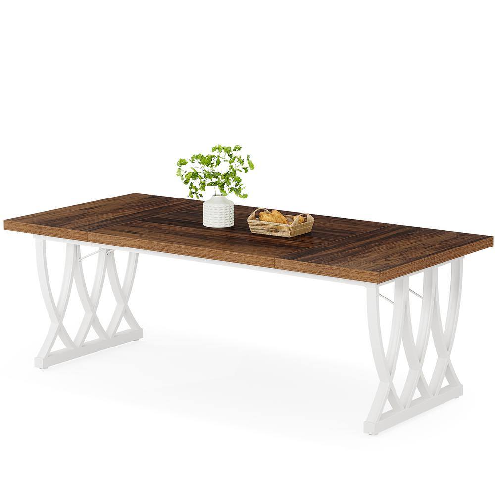 BYBLIGHT Roesler White Wooden Dining Table 70.87in. Rectangle Sled ...