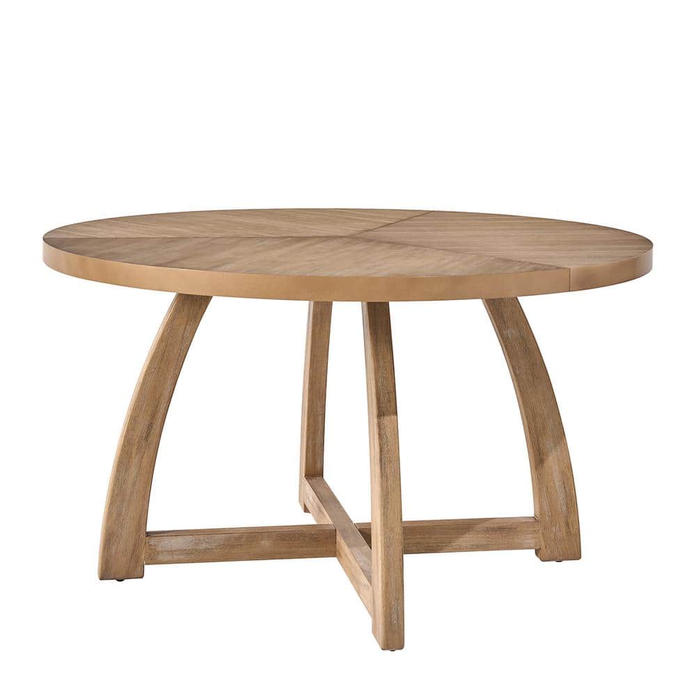 JAYDEN CREATION Ursula Natural 54 in. Solid Wood Round Dining Table ...