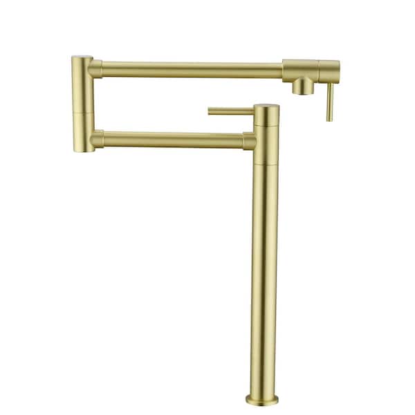 Fapully Deck Mounted Pot Filler Faucet with Extension Shank in Brushed ...