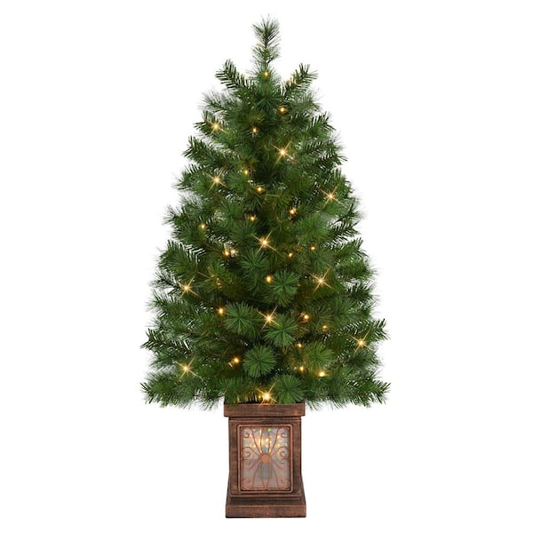 Puleo International Set of 2 Battery-Operated Pre-Lit Potted Artificial ...