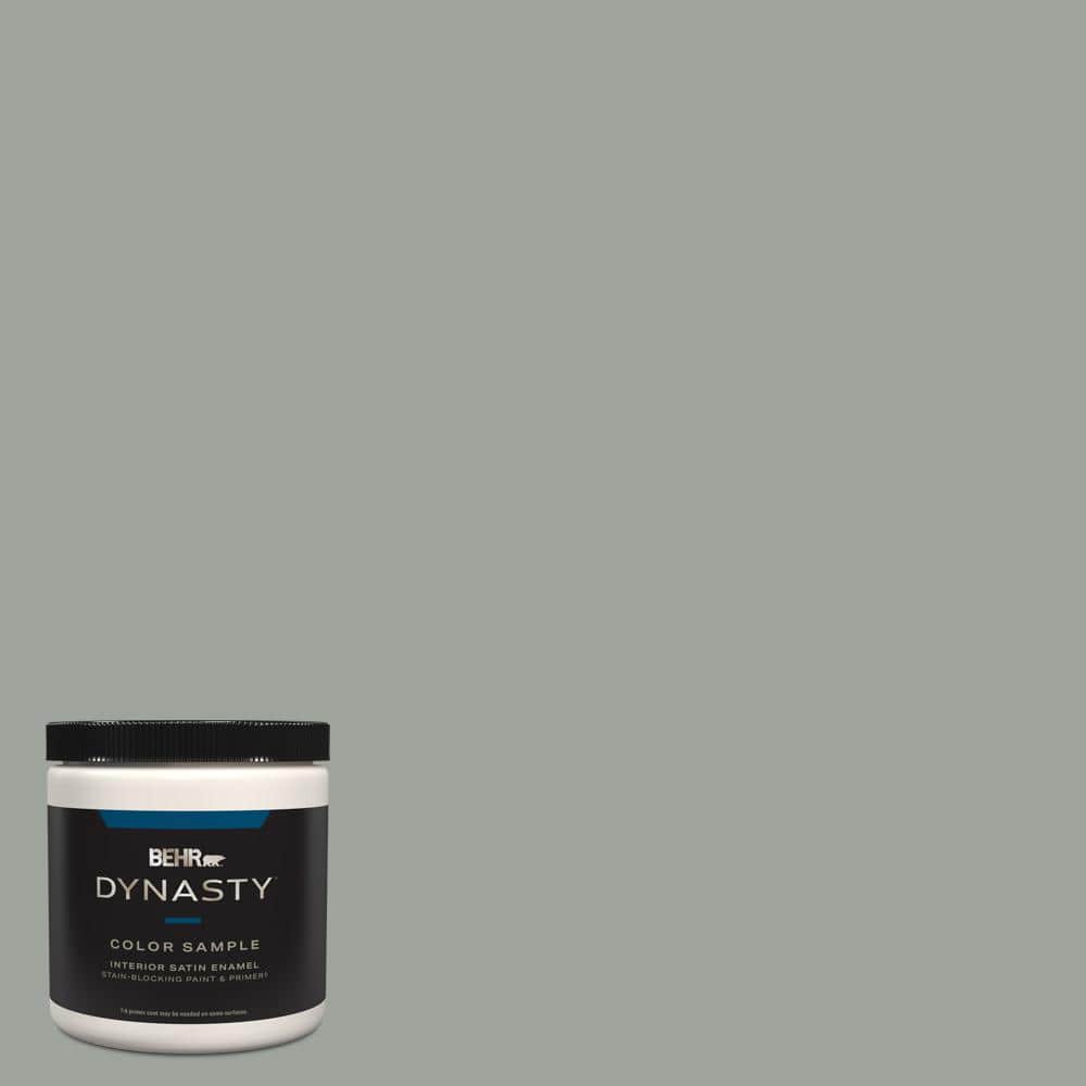 BEHR DYNASTY 8 oz. #710F-4 Sage Gray One-Coat Hide Satin Enamel Stain ...
