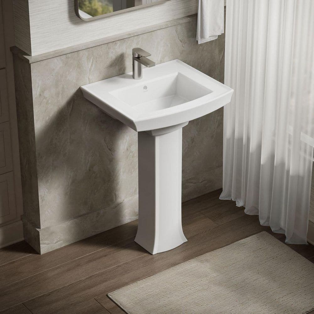 KOHLER Archer 24 in. x 11.94 in. Pedestal Bathroom Sink in White ...