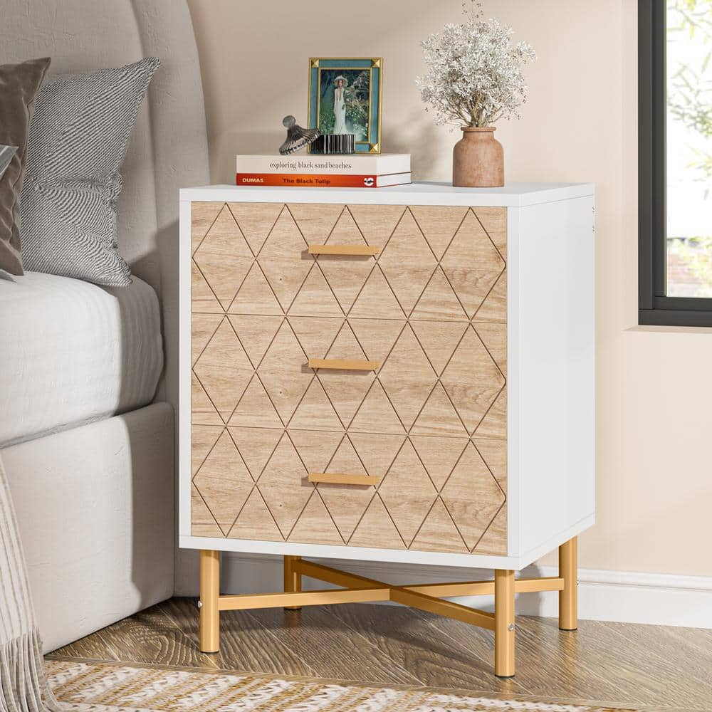 BYBLIGHT Fenley Yellow 3-Drawer 20 in. Width Nightstand, Modern Bedside ...