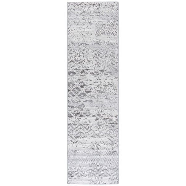 SAFAVIEH Atlas 2 ft. x 8 ft. Charcoal/Gray Chevron Distressed Runner ...