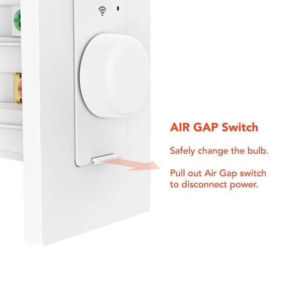 Commercial Electric 15 Amp Single-Pole White Smart Rotary Dimmer Light ...