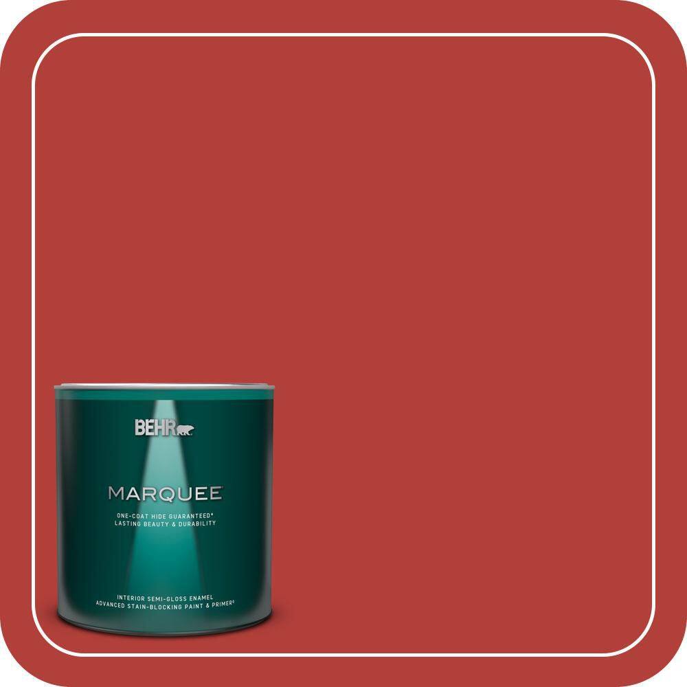 BEHR MARQUEE 1 qt. #170B-7 Red Tomato Semi-Gloss Enamel Interior Paint ...