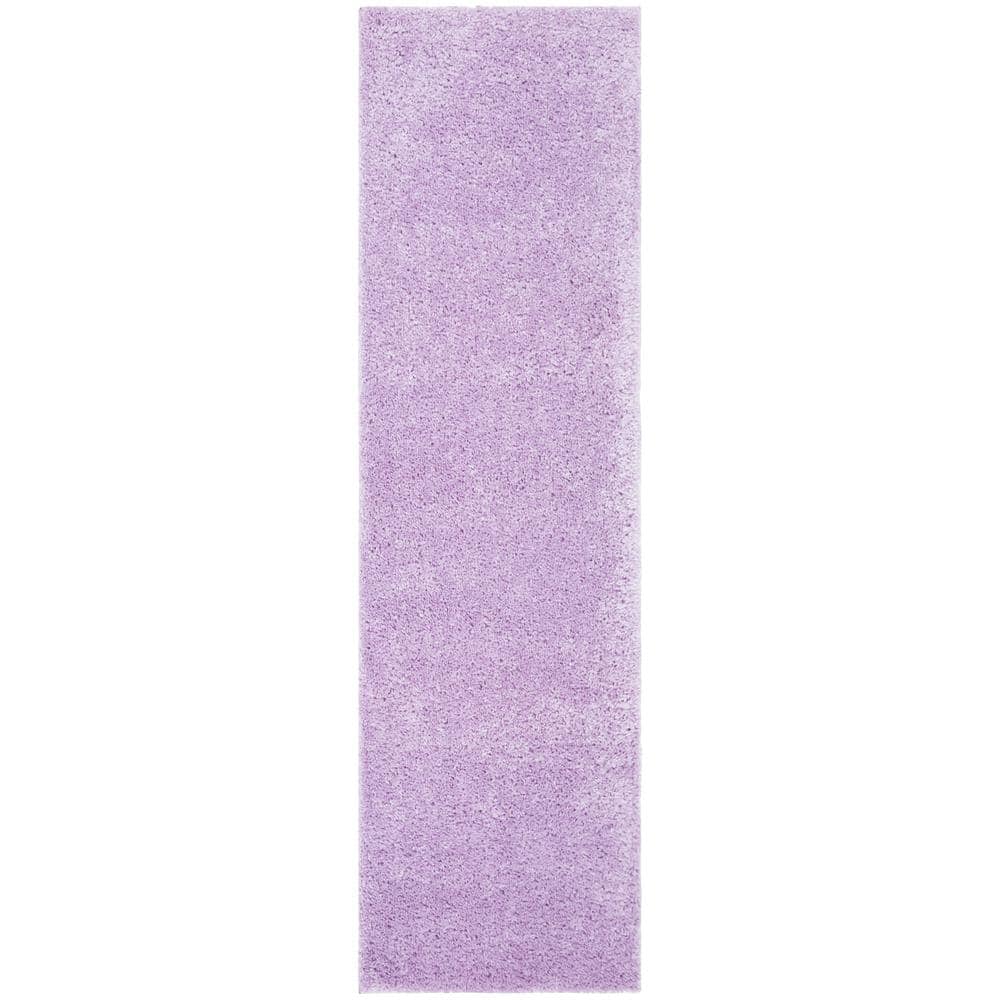 SAFAVIEH August Shag Lilac 2 ft. x 12 ft. Solid Runner Rug AUG900V-212 ...