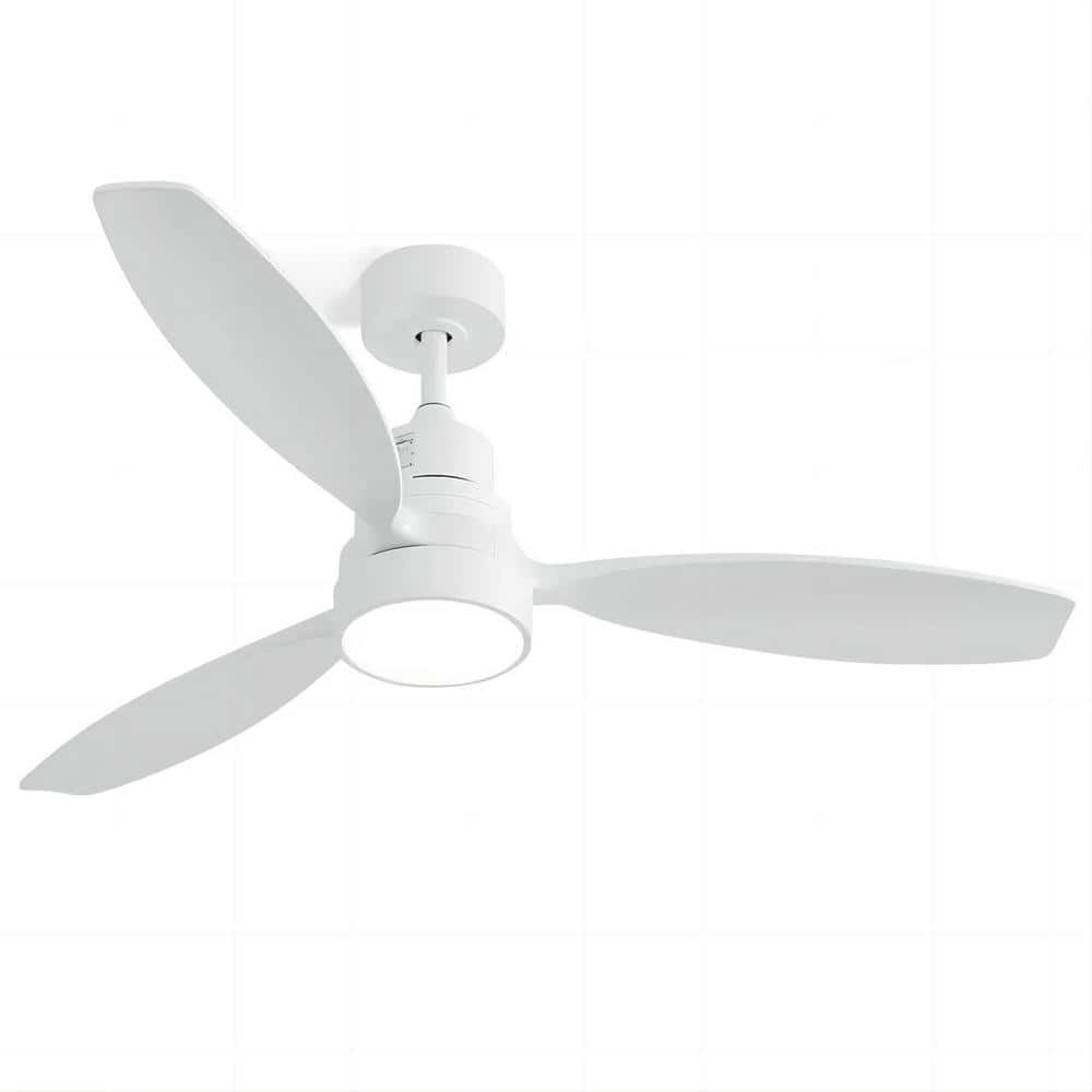 CACI Mall 52 in. Indoor/Outdoor White Ceiling Fan Integrated LED with ...
