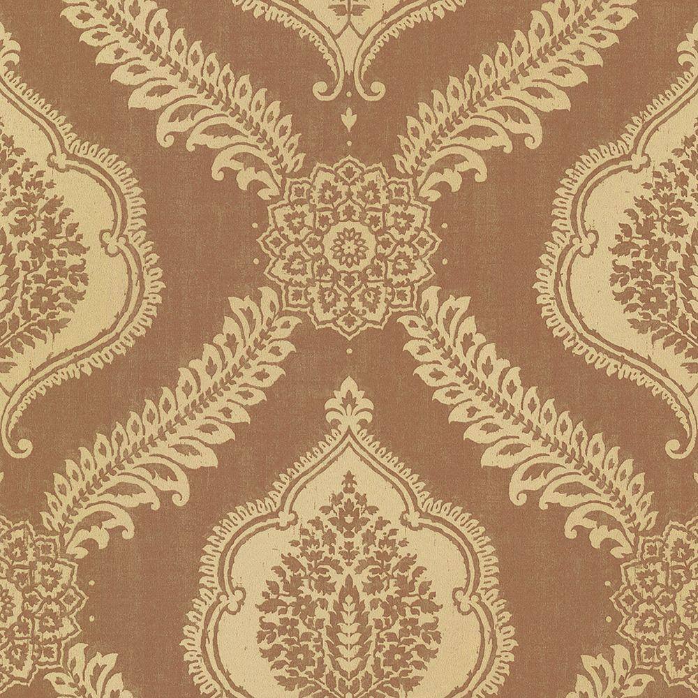 Kenneth James Zoraya Copper Damask Copper Wallpaper Sample 2618 ...