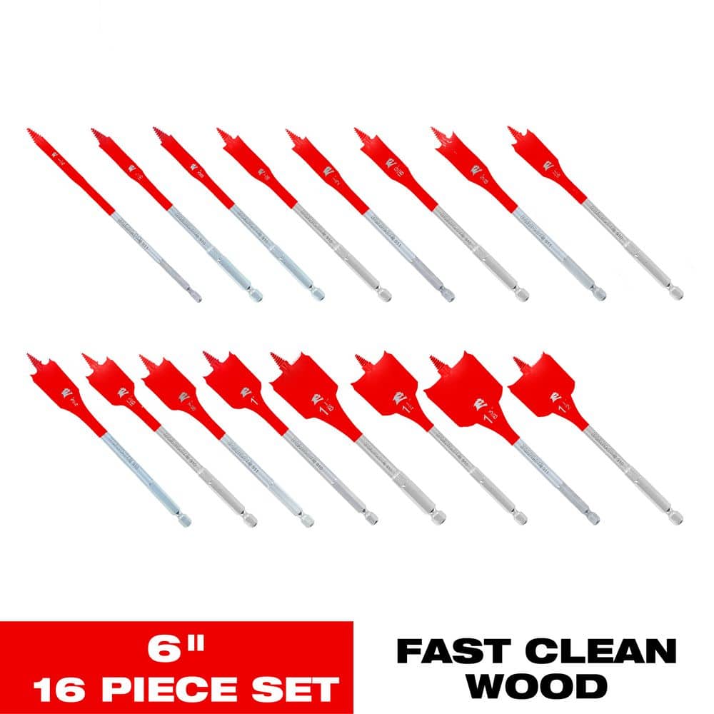 DIABLO Speed Demon High Speed Steel Spade Bit Set With Pouch (16-Piece ...