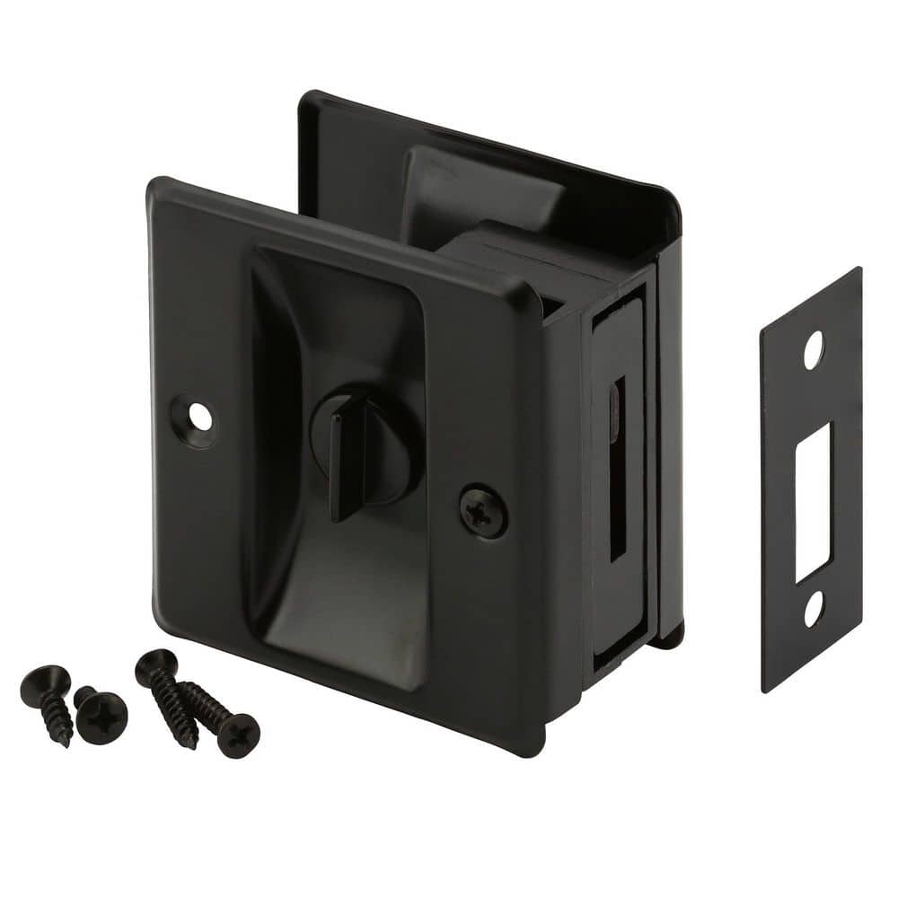 Prime-Line POCKET DOOR PRIVACY LOCK W/PULL, MATTE BLACK N 7578 - The ...
