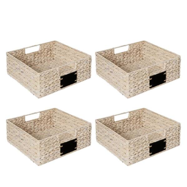 Beige 13 in. x 5 in. Polyethylene Decorative Basket Set of 4 with ...