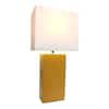 Elegant Designs 21 in. Modern Tan Leather Table Lamp with White Fabric ...