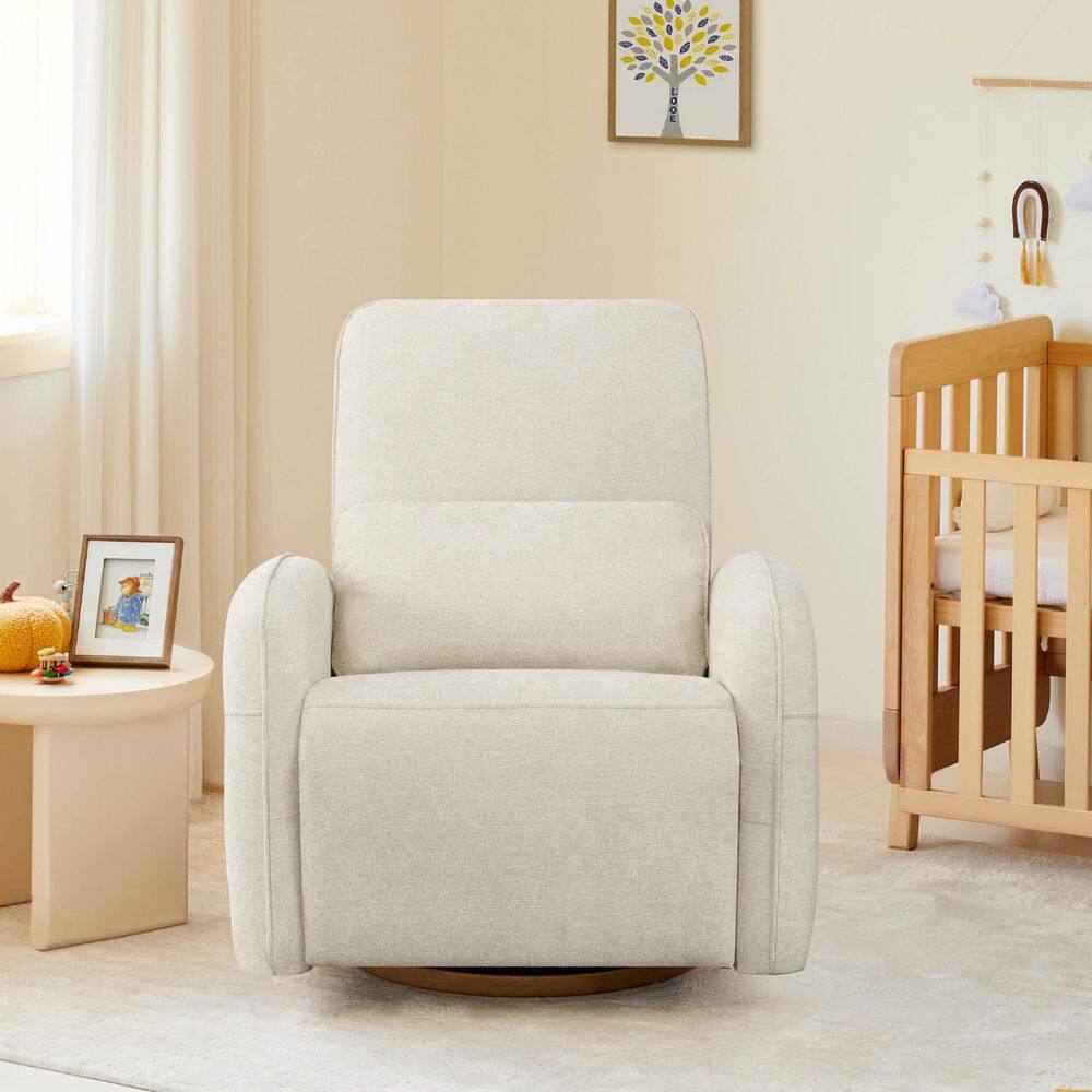Spruce & Spring Lina Linen Fabric 270° Swivel Glider Recliner w/Leggett ...