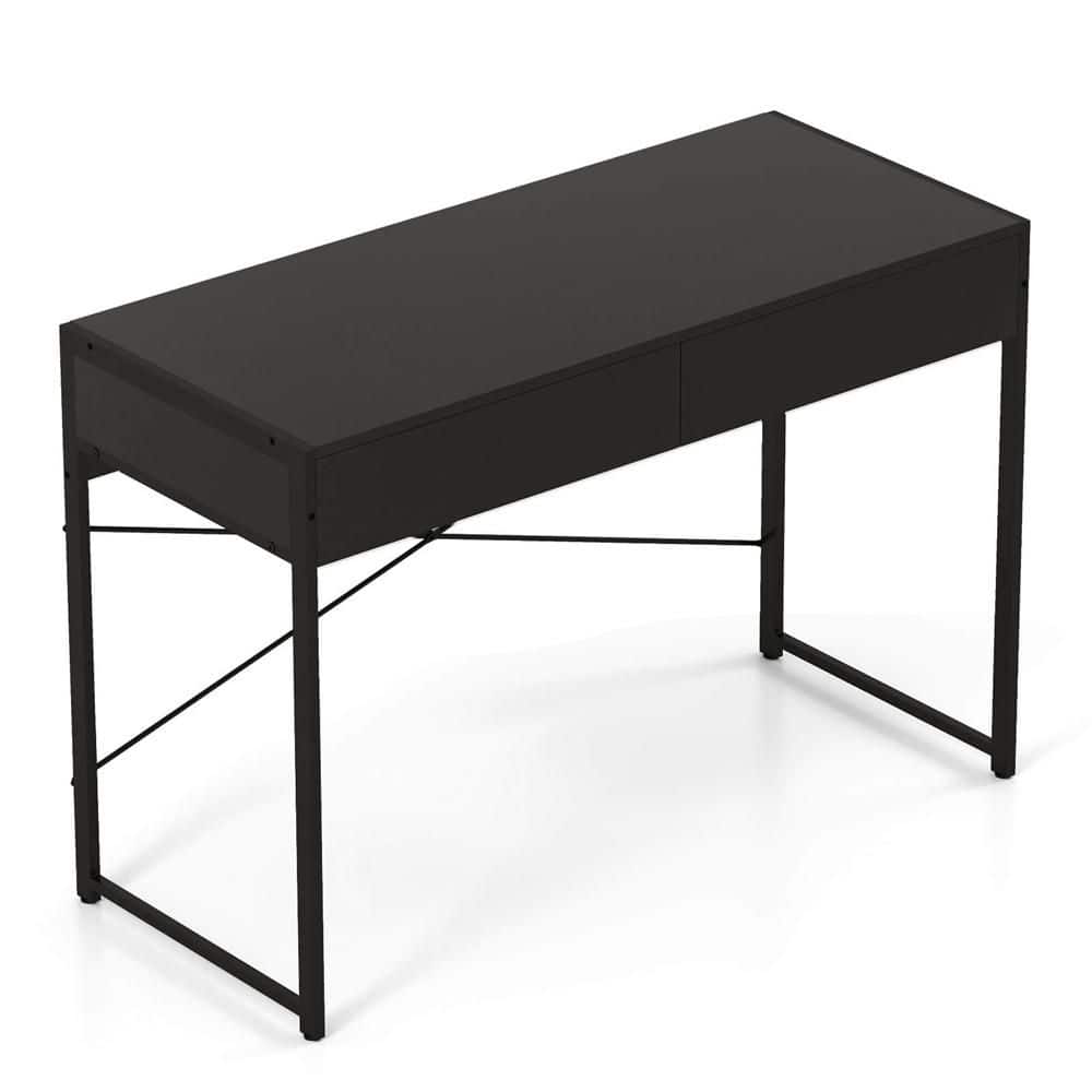 Costway 44 in. Rectangular Computer Desk Metal Frame Study Table Home ...