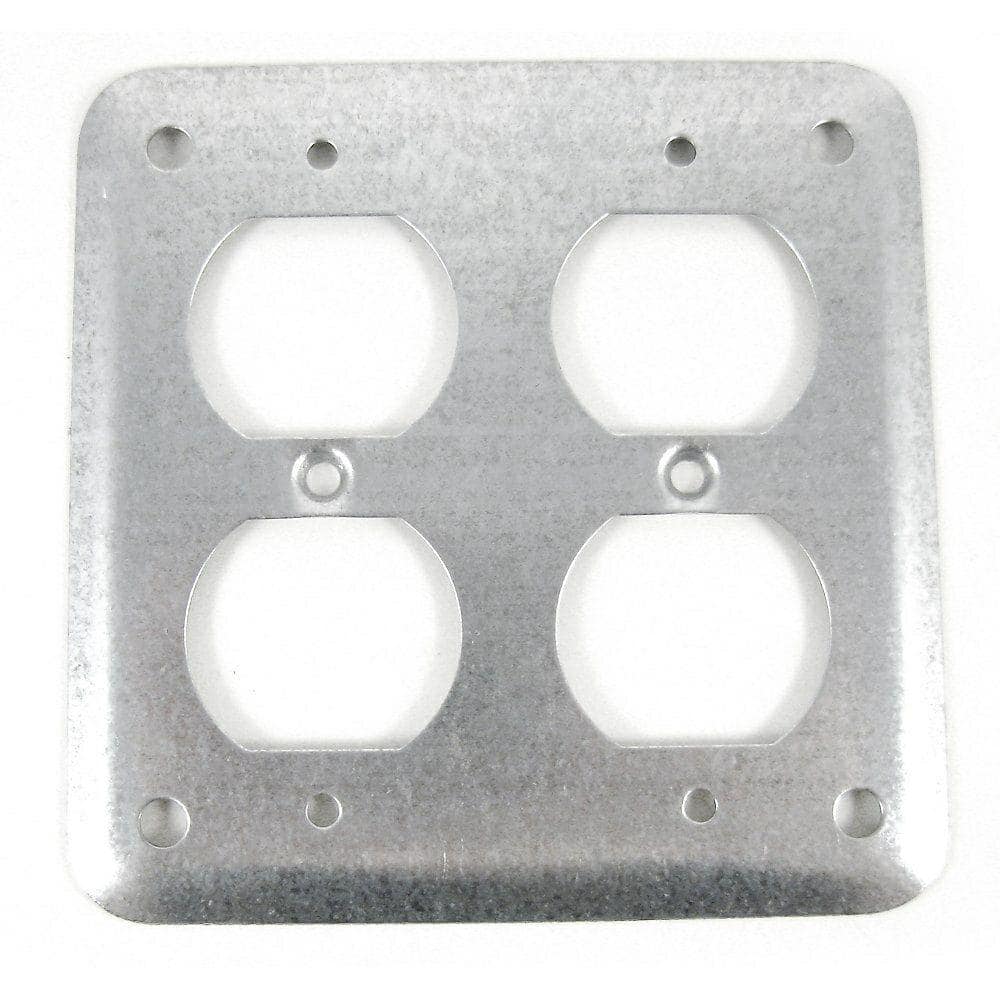Steel City 4 in. Square Box Surface Steel Metallic Cover Double Duplex ...