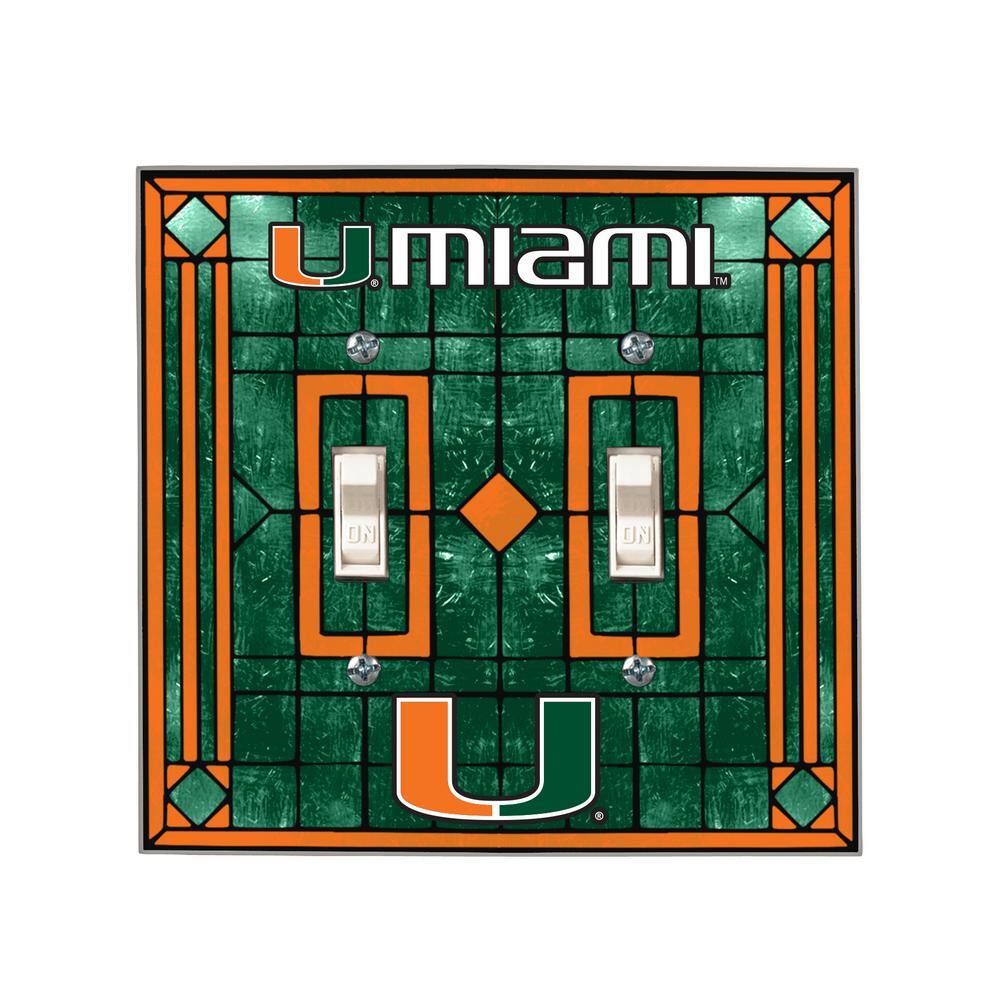 The Memory Company NCAA Miami 2-Gang 2 Duplex Dbl Lightswitch Cover COL ...