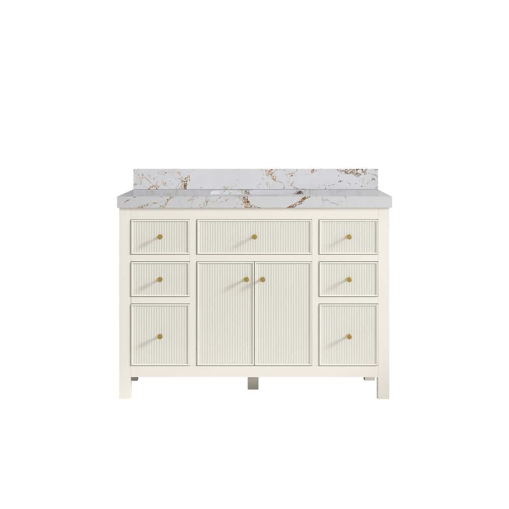 Willow Collections Sonoma 48 in. Single Sink Freestanding Alabaster ...