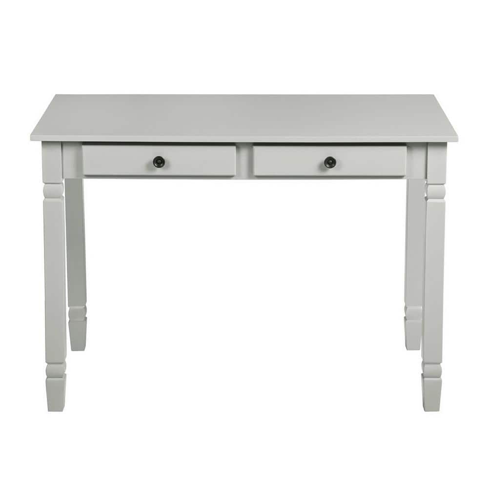 VERYKE 43.3 in. Rectangle Light Gray Wood 2-Drawer Computer Desk ...
