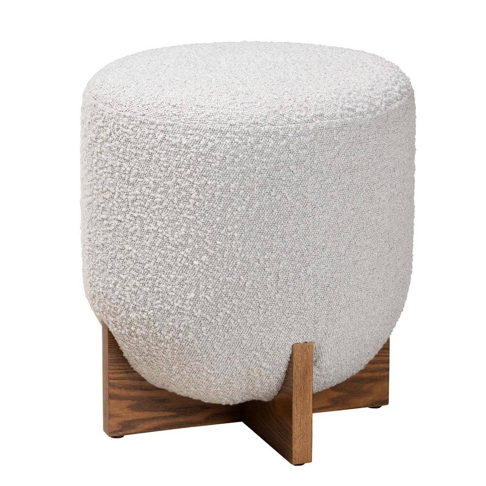 Baxton Studio Fisk Light Grey and Walnut Brown Fabric Ottoman Footstool ...