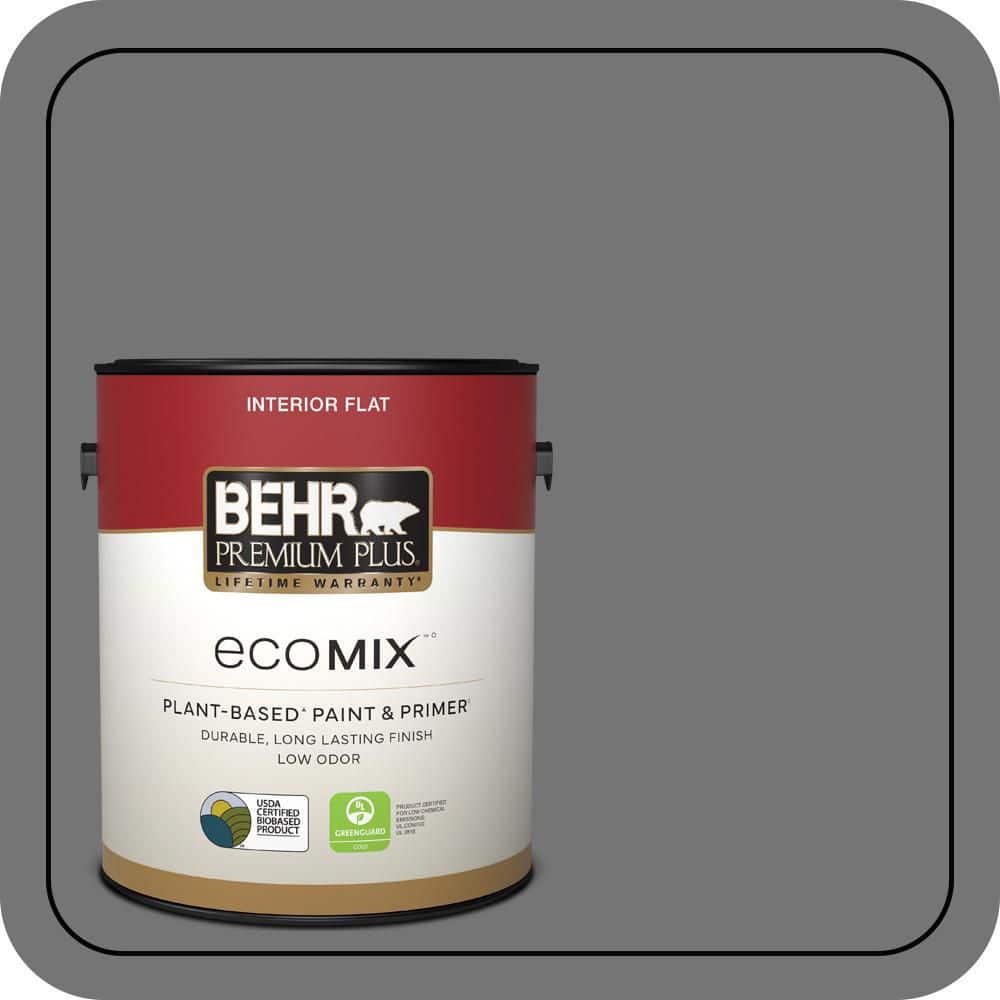 BEHR PREMIUM PLUS 1 gal. #N520-5 Iron Mountain Flat EcoMix Plant-Based ...