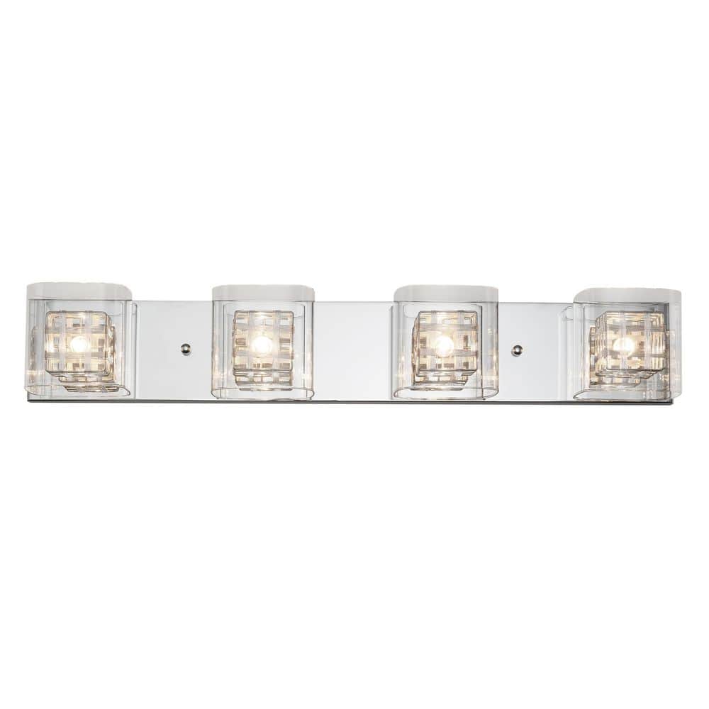 Artika Metropolitan 31 in. 4-Light Chrome Modern Vanity Light Bar for ...